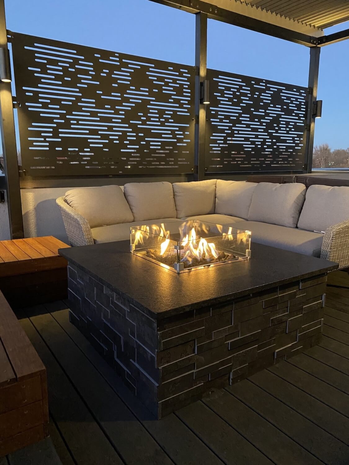 Laser Cut Privacy Screening, TV Lounge, & Hot Tub Rooftop Deck - Denver ...