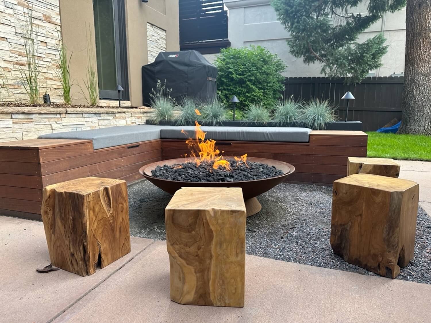 Backyard Patio Fire Pit & Landscaping - Washington Park - Landscape ...